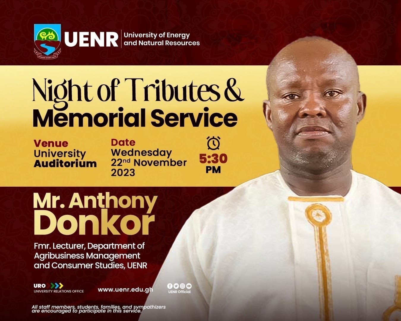 Night of Tributes and Memorial Service | University of Energy and ...
